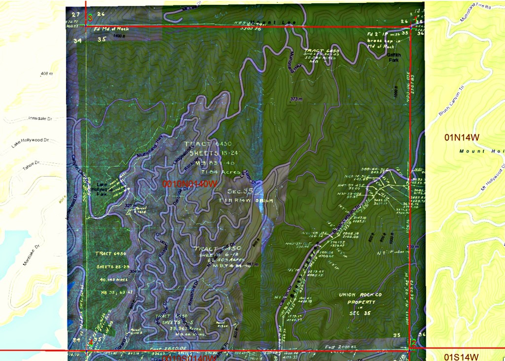 Original Sherman Hollywoodland Tract map 1923 overlaid on the 2014 City ...