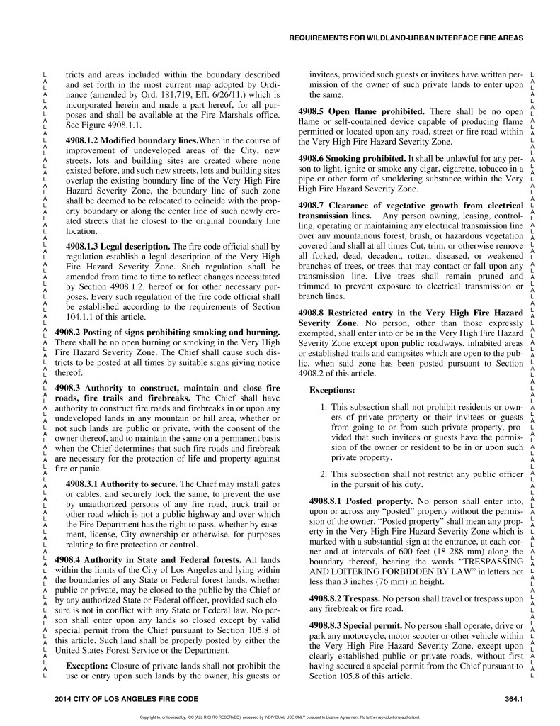 California Fire Code Chapter 49 | Hollywoodland Gifted Park